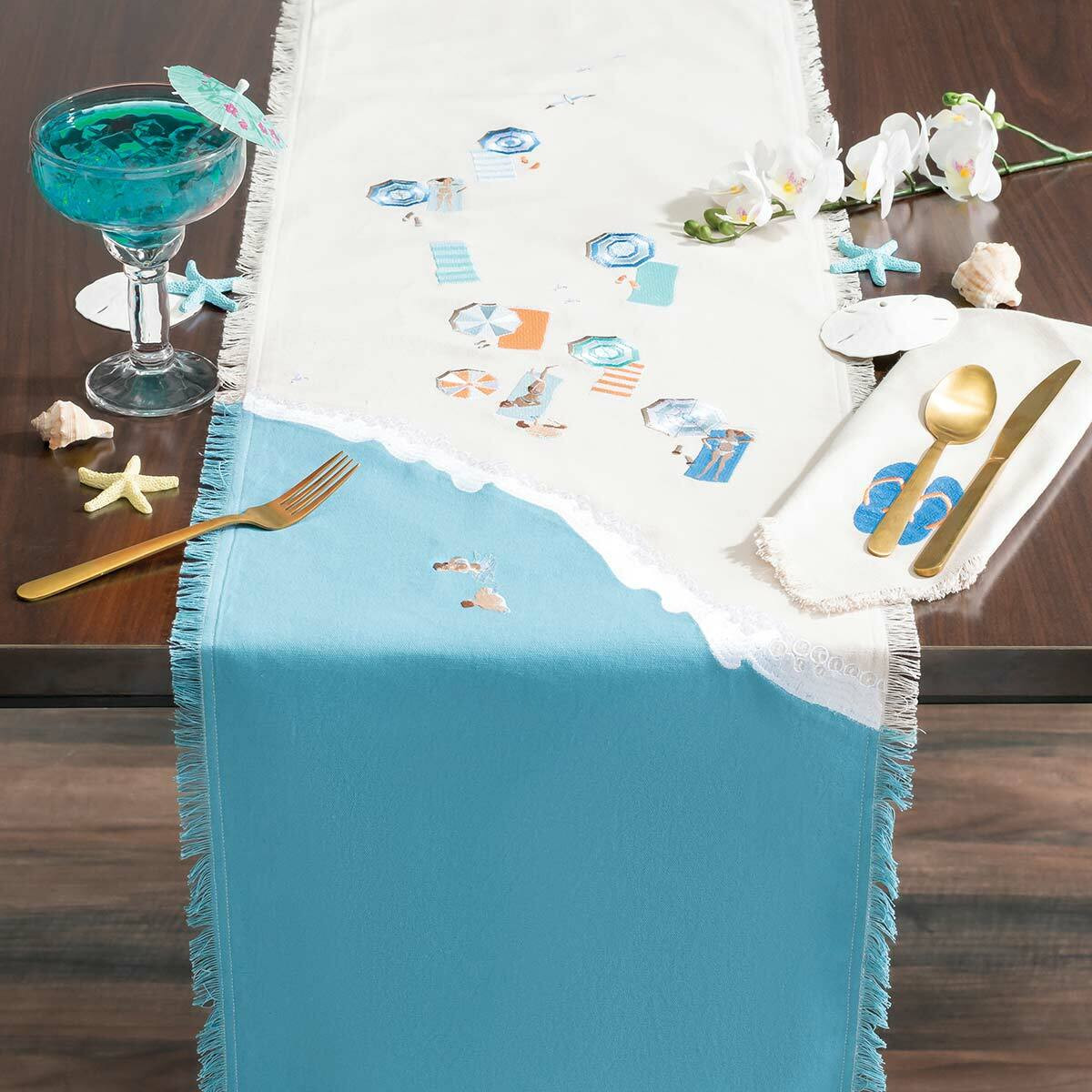 Sunbather Beach Table Linens | Bella Coastal Decor
