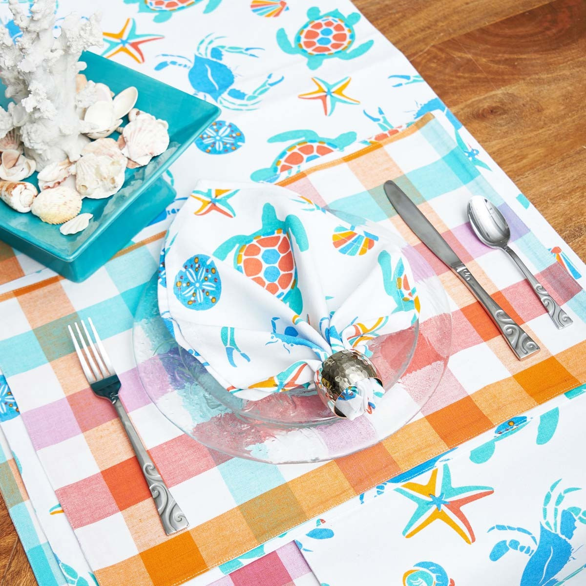 Vibrant Sea Life Table Linens | Bella Coastal Decor