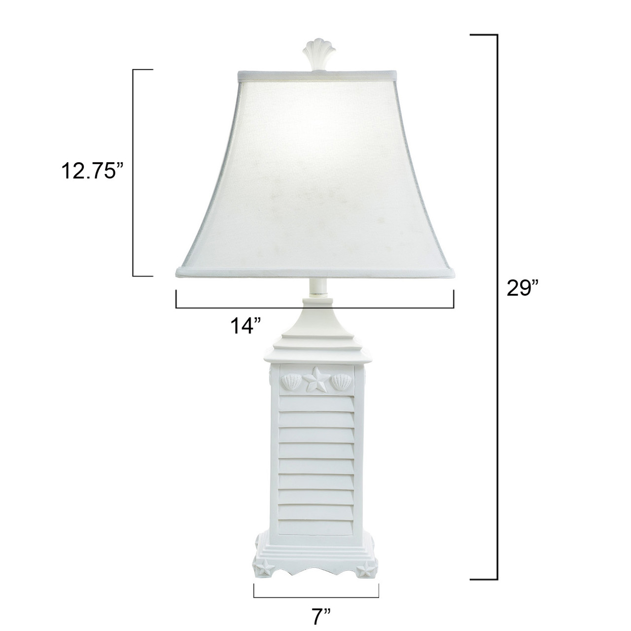 White Shell Shutter Table Lamp | Bella Coastal Decor