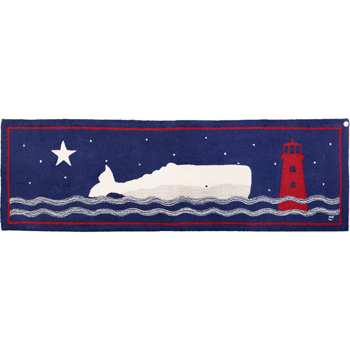 Lighthouse Whale Hooked Wool Rug | Bella Coastal Decor