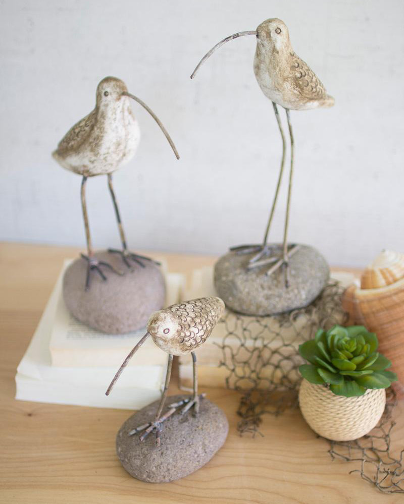 Rocky Shorebirds Statuaries - Set of 3 | Bella Coastal Decor