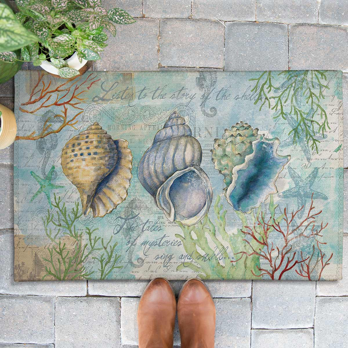 Seashell Story Outdoor Doormat | Bella Coastal Decor