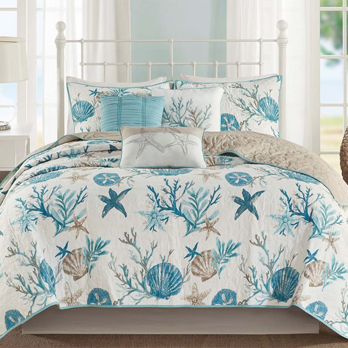 Coralscape Seashell Quilt Set - King/Cal King | Bella Coastal Decor