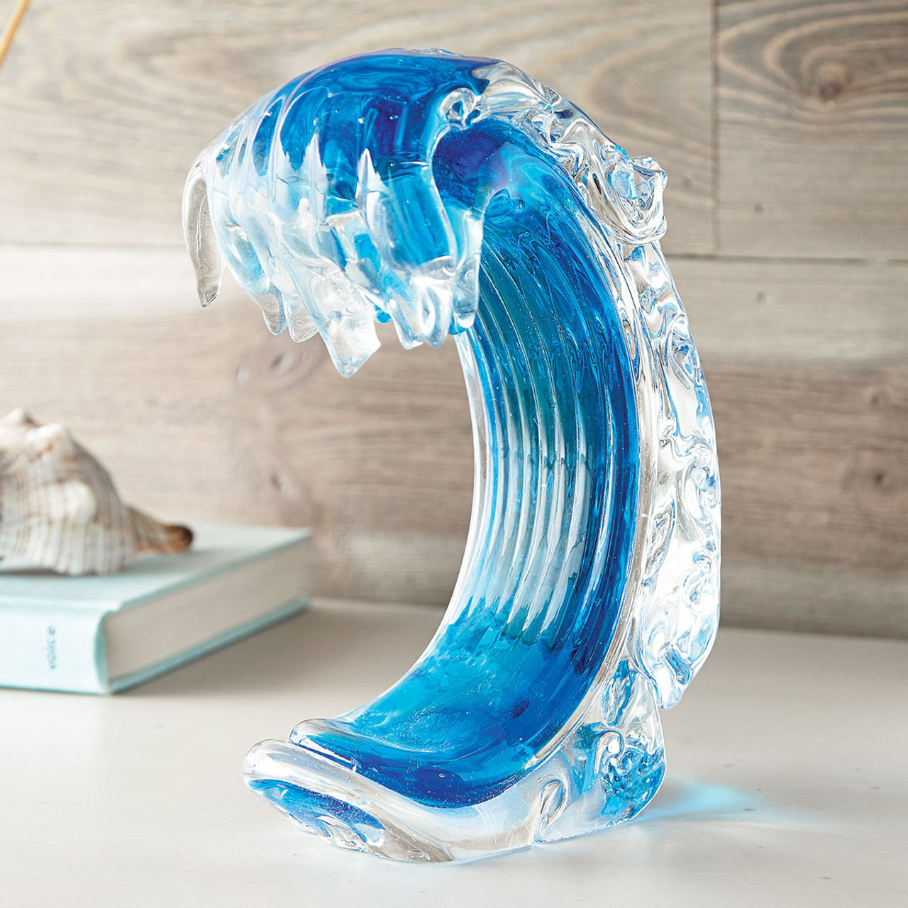 Ocean Wave Art Glass Figurine Bella Coastal Decor