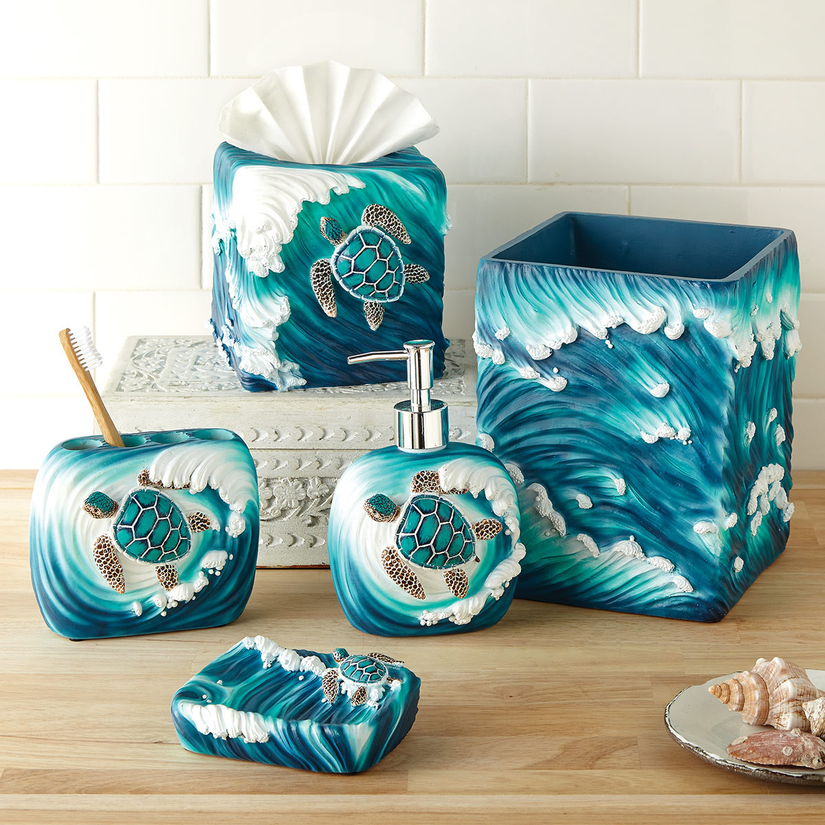 Blue Sea Turtle Tissue Box | Bella Coastal Decor