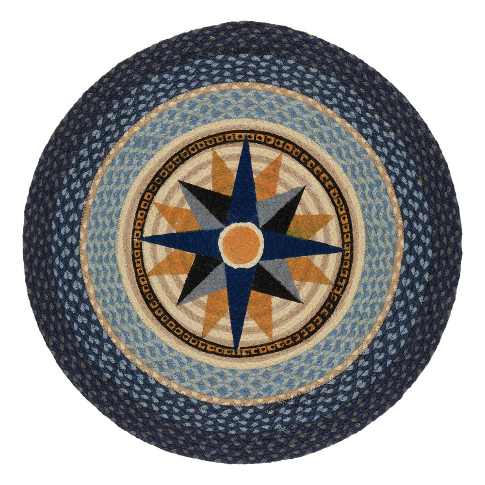 Nautical Rugs: Compass Braided Rug | Bella Coastal Decor