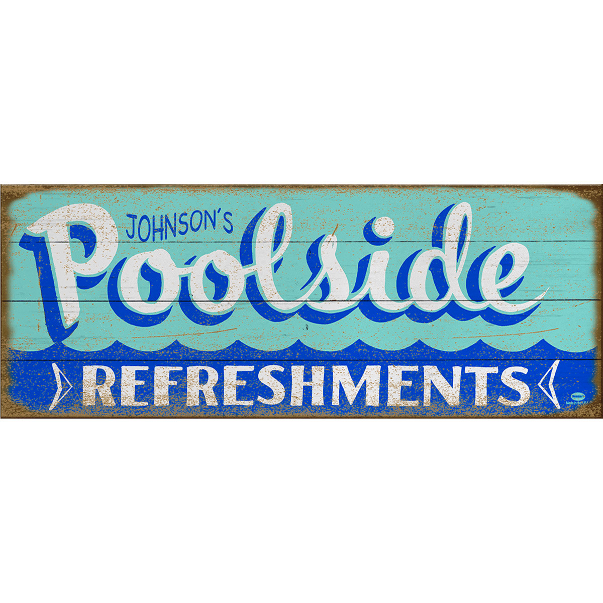 Poolside Refreshments Personalized Sign - 36 x 14 | Bella Coastal Decor
