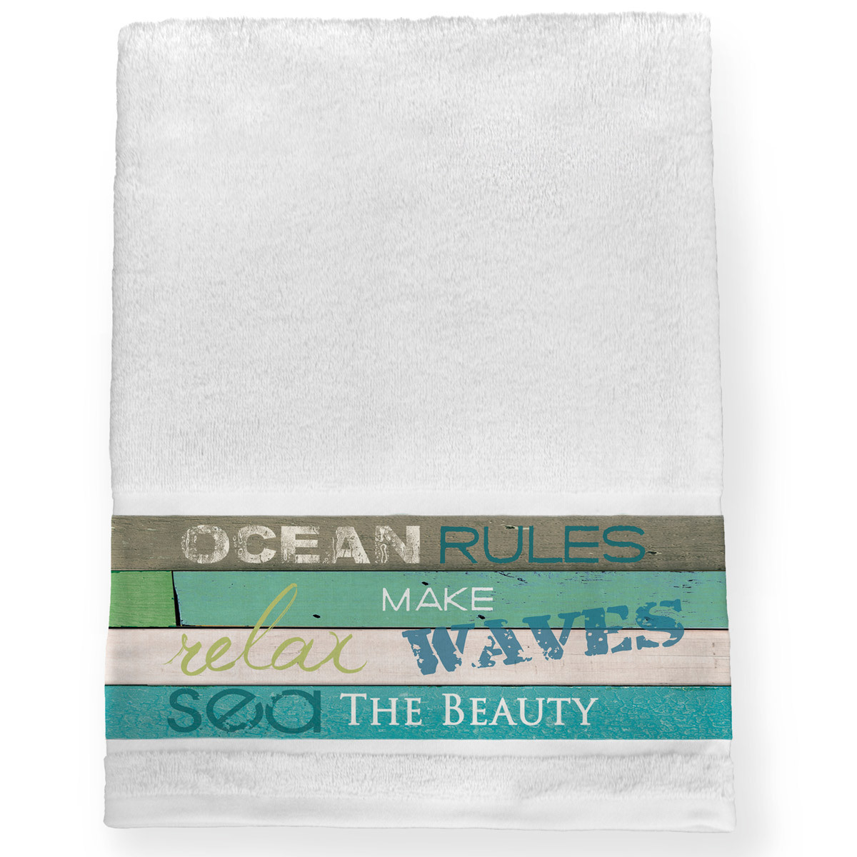 Beach-Themed Bath Towels: Sea Rules Bath Towel | Bella Coastal Decor