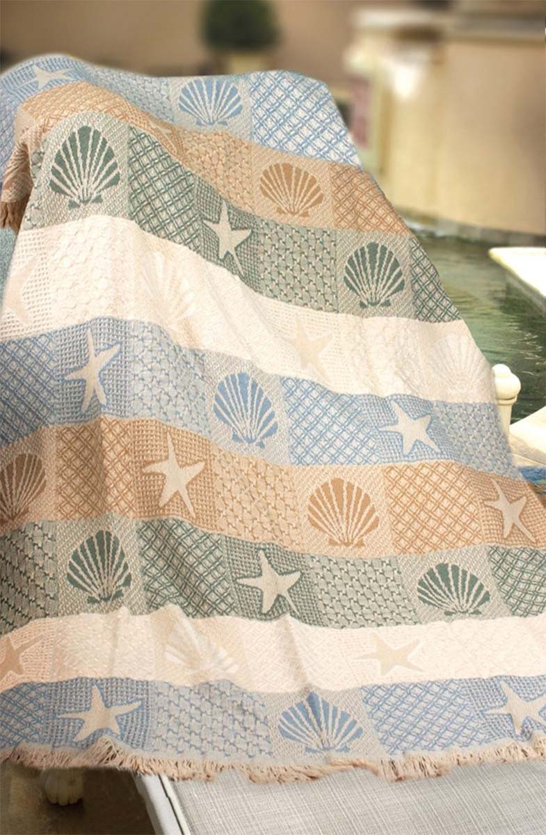 Shells and Lattice Throw Blanket | Bella Coastal Decor