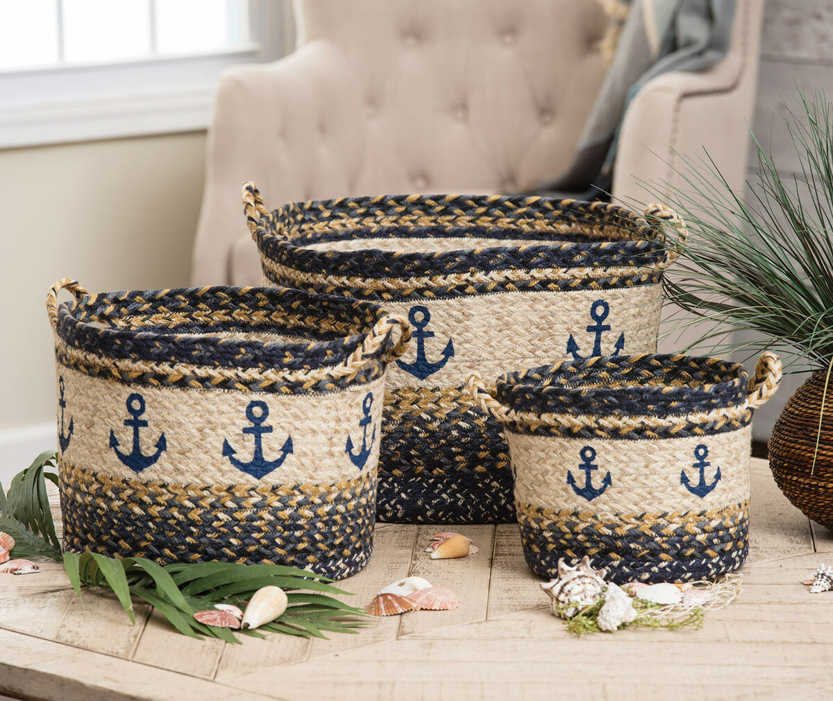Anchor Braided Utility Baskets | Bella Coastal Decor