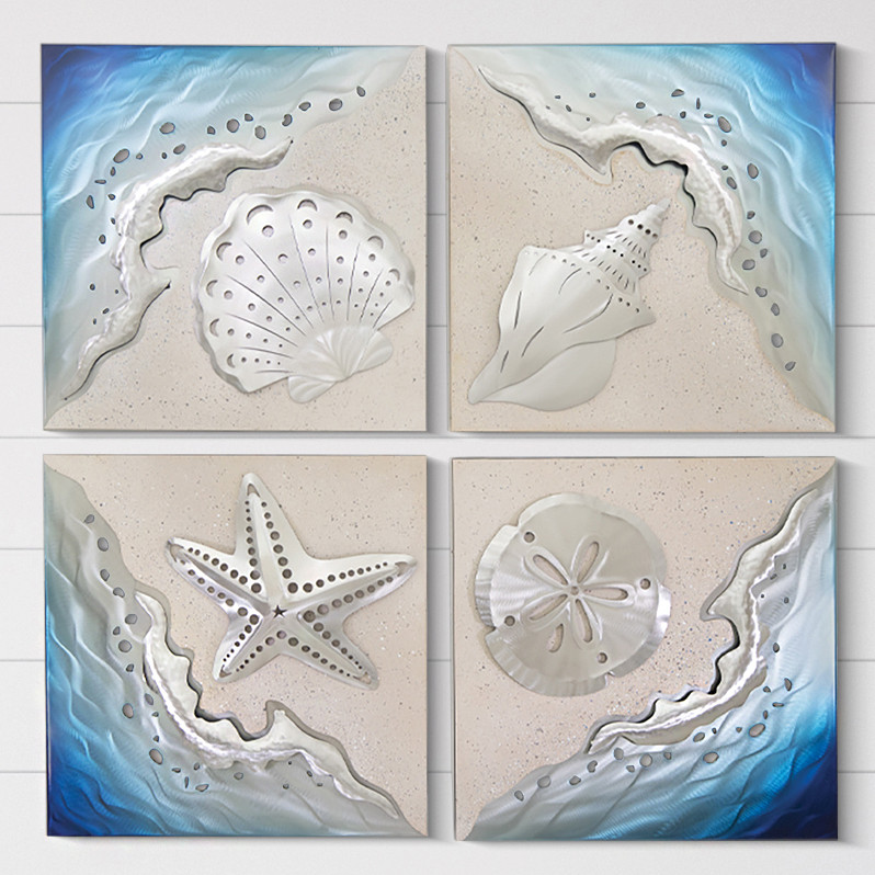 Caribbean Shore Seashells Metal Wall Art | Bella Coastal Decor