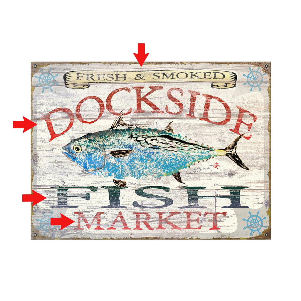Fish Market Albacore Personalized Corrugated Metal Sign | Bella Coastal ...