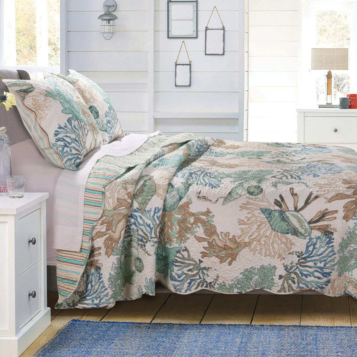 Aqua Reef Quilt Set - Twin | Bella Coastal Decor