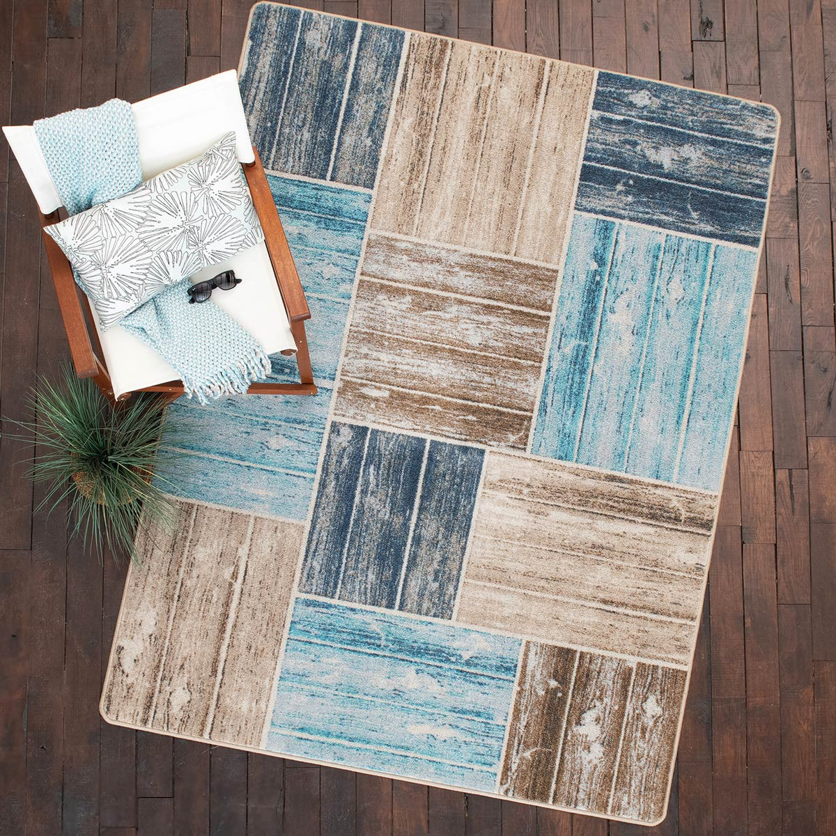 Nautical Area Rugs: 8 Ft. Round Coastal Pier Rug | Bella Coastal Decor