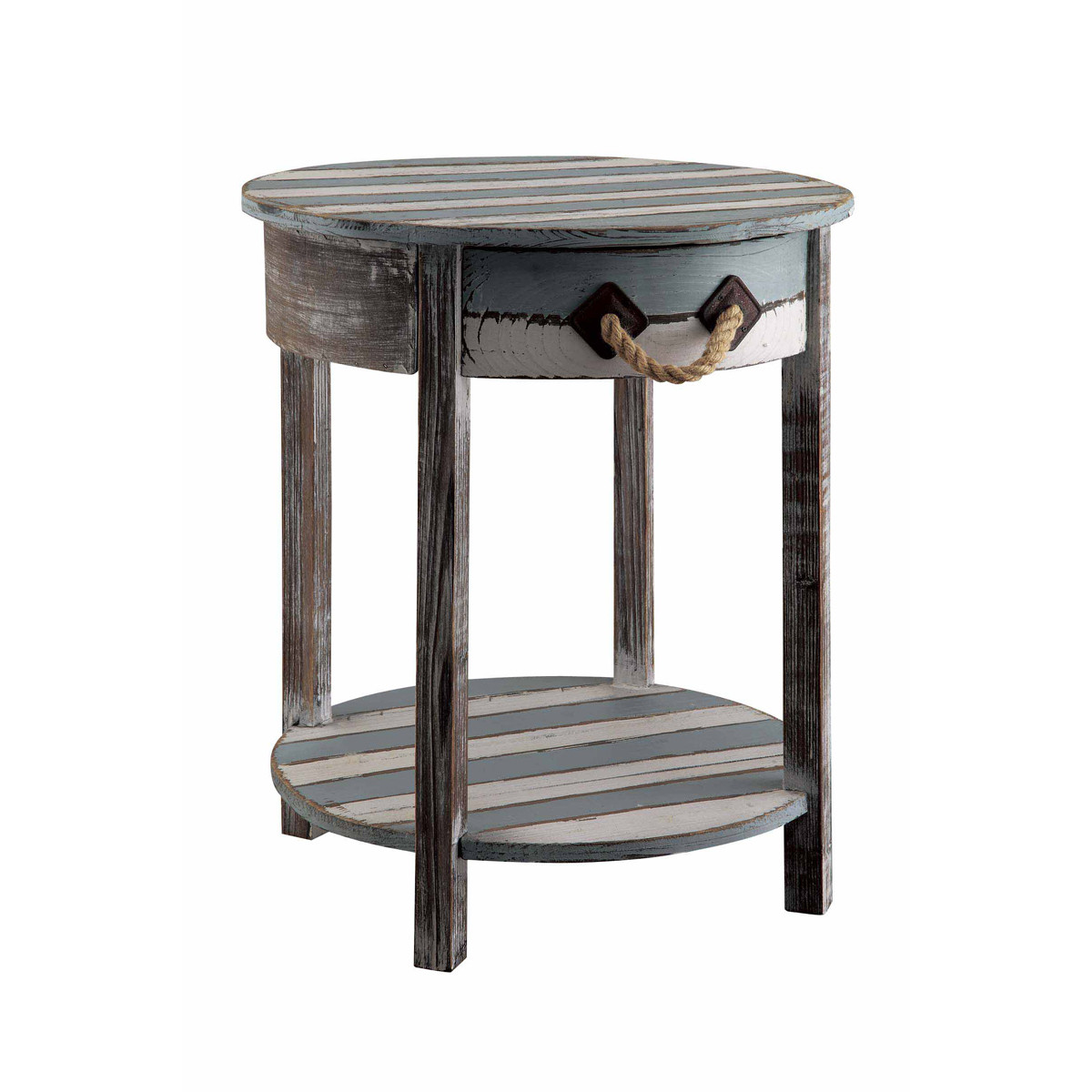 Nautical Tables: Capeside Weathered Wood Accent Table | Bella Coastal Decor