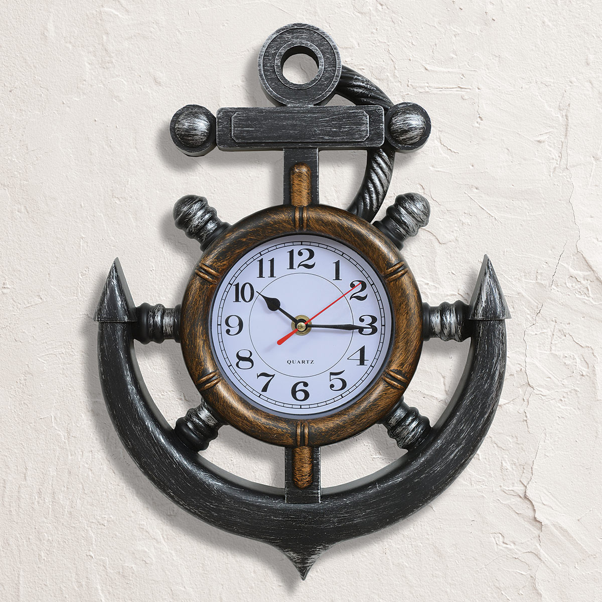 Nautical Clocks: Nautical Bronze Anchor Wall Clock | Bella Coastal Decor