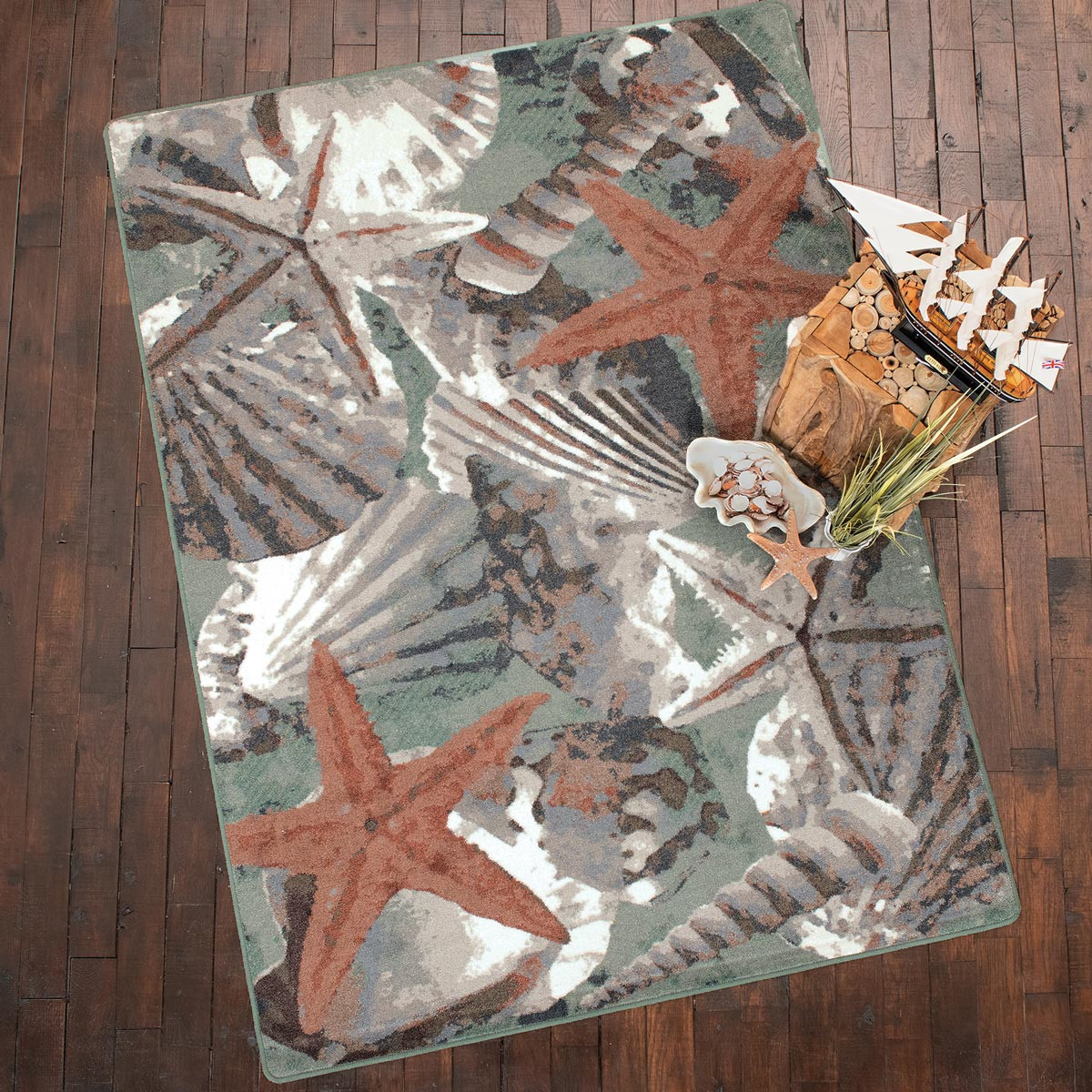 Nautical Area Rugs: 8 Ft. Round Ocean Mist Mineral Rug | Bella Coastal ...