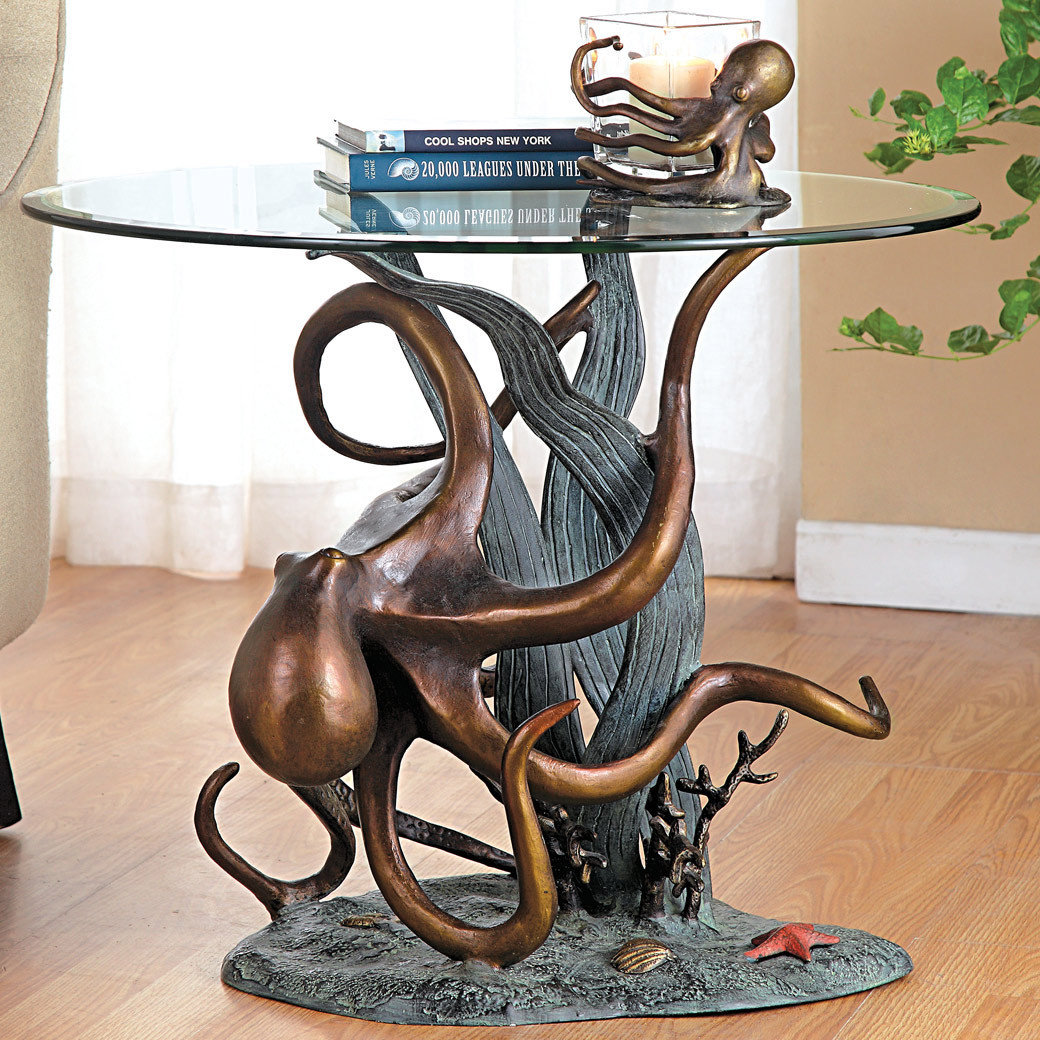Nautical Tables: Octopus & Seagrass End Table | Bella Coastal Decor