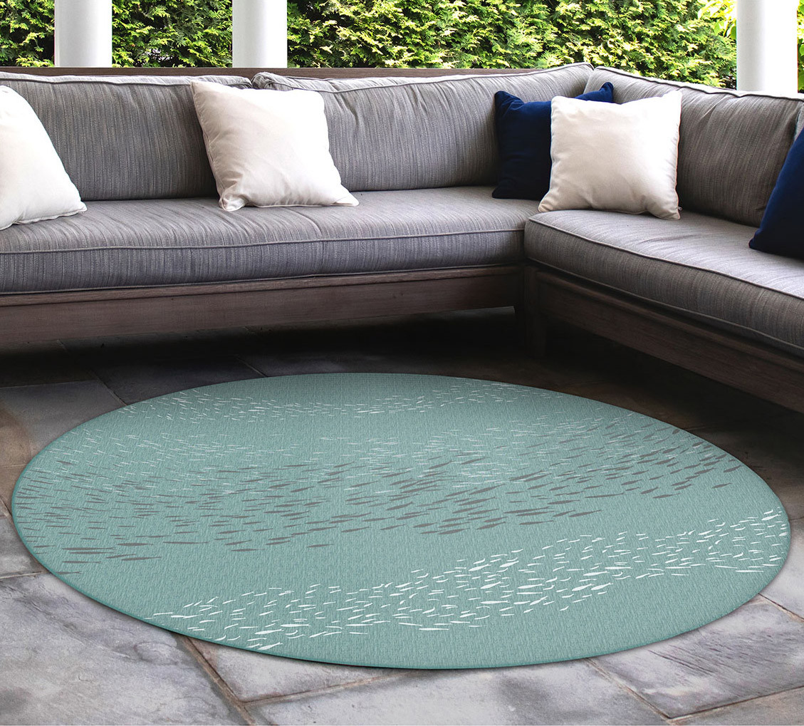 Cabo Fish Aqua Indoor/Outdoor Rug - 8 Ft. Round | Bella Coastal Decor