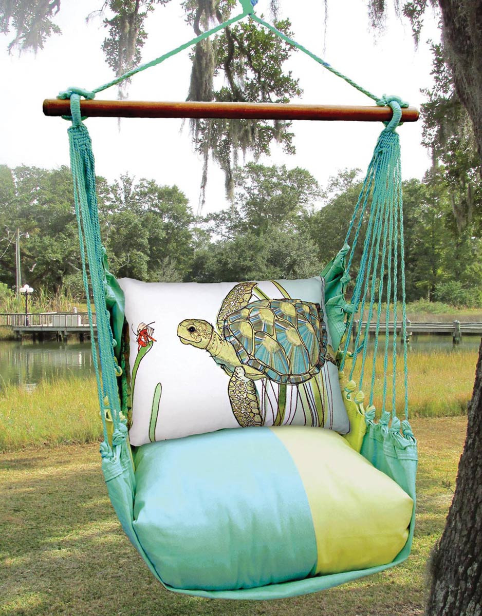 Beach Style Furniture: Sea Turtle Meadow Mist Stripe Swing Set | Bella ...