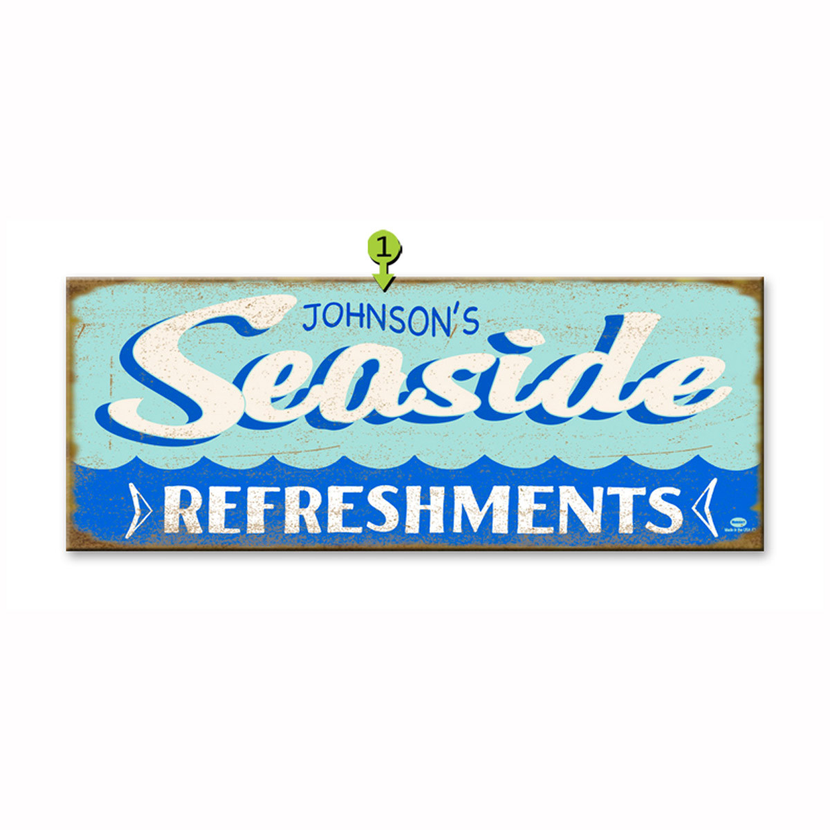 Seaside Refreshments Personalized Sign - 14 x 36 | Bella Coastal Decor