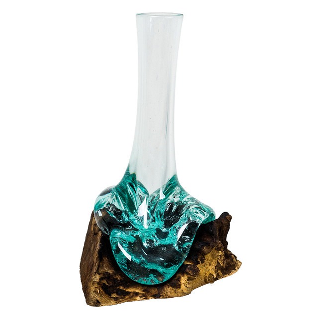 Organic Blown Glass And Root Vase Bella Coastal Decor