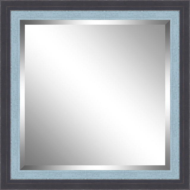 Coastal Mirrors: Beveled Sky Blue and White Framed Mirror | Bella ...