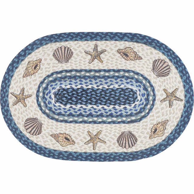 Nautical Area Rugs: Shell & Starfish Braided Rug Collection