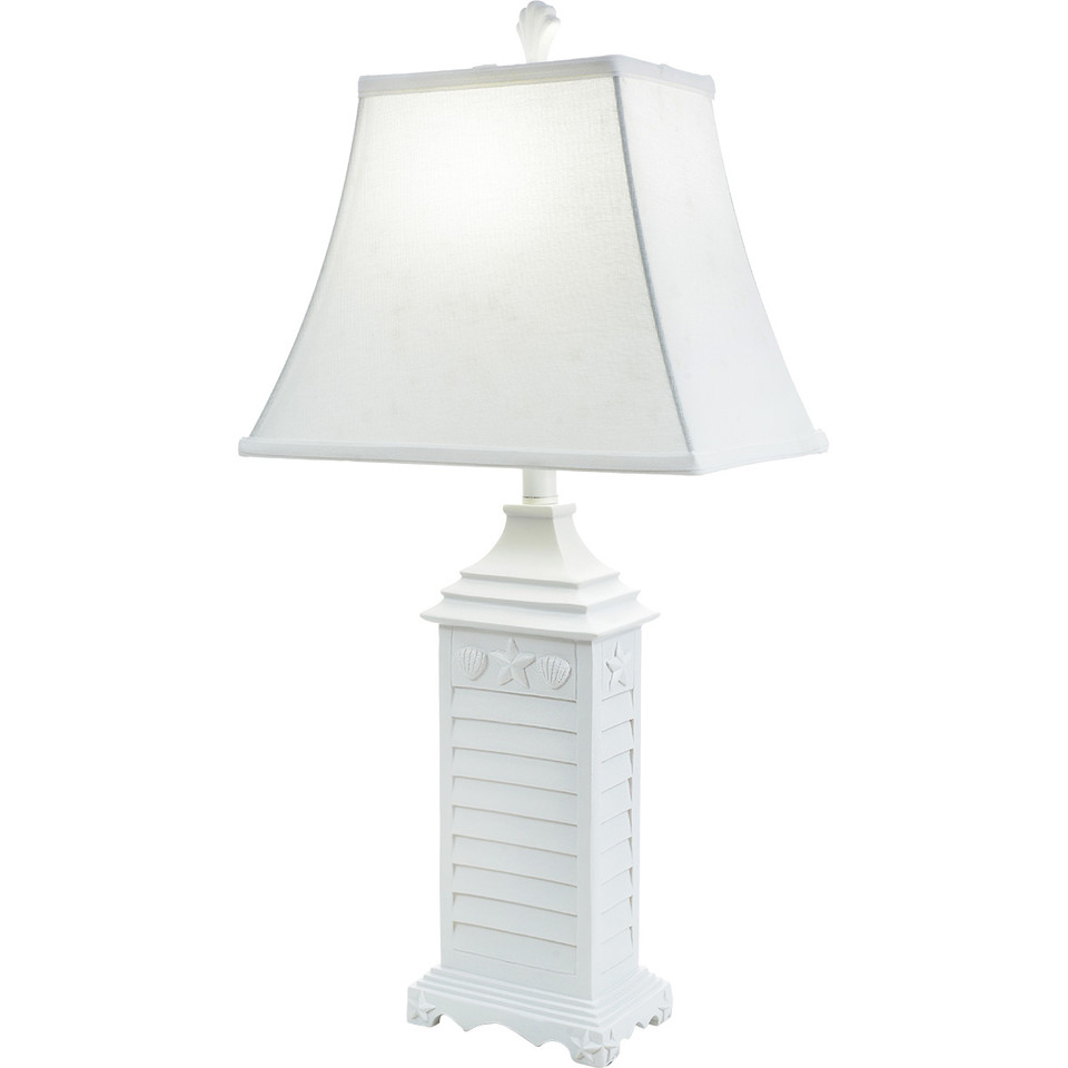 White Shell Shutter Table Lamp | Bella Coastal Decor