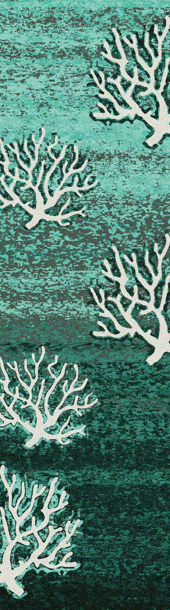 Nautical Area Rugs: 8 x 11 Aqua Coral Pattern Rug | Bella Coastal Decor