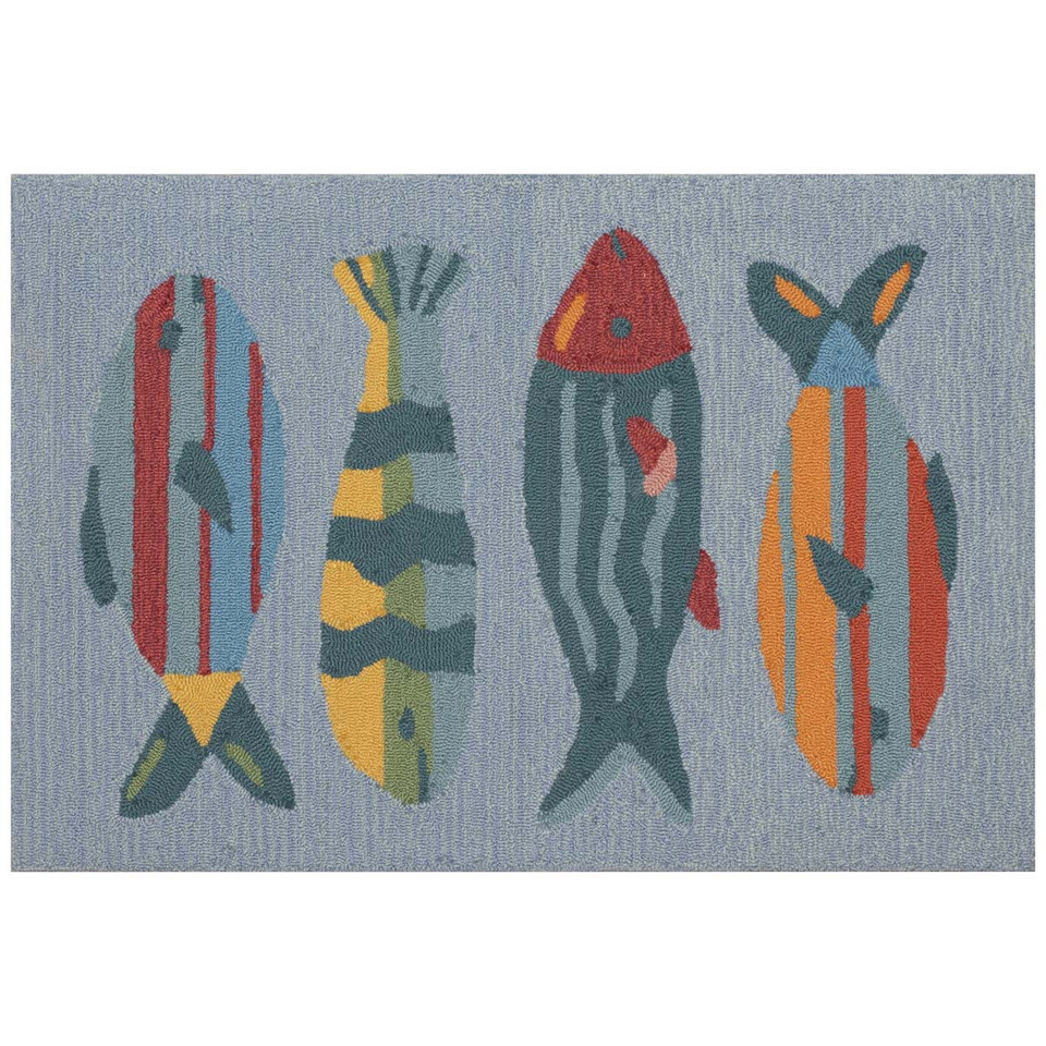 Cabo Fish Aqua Indoor/Outdoor Rug - 5 x 8 | Bella Coastal Decor