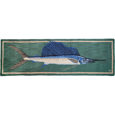 Sailfish Seas Hooked Wool Rug | Bella Coastal Decor