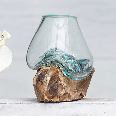 Organic Blown Glass & Root Bowl - Small | Bella Coastal Decor