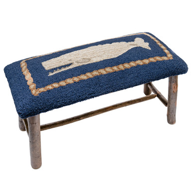 White Whale Hooked Wool Bench | Bella Coastal Decor