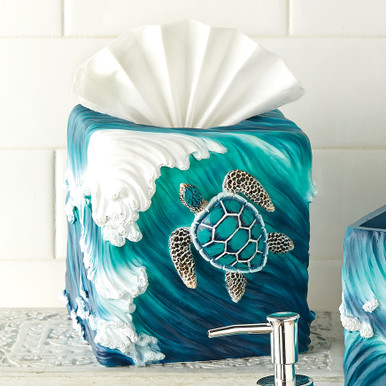 Blue Sea Turtle Tissue Box | Bella Coastal Decor