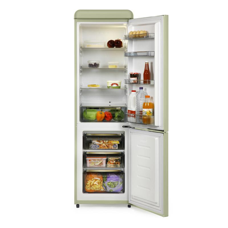 Swan Retro Slimline Fridge Freezer, Green - Energy Rating: F - Mega ...