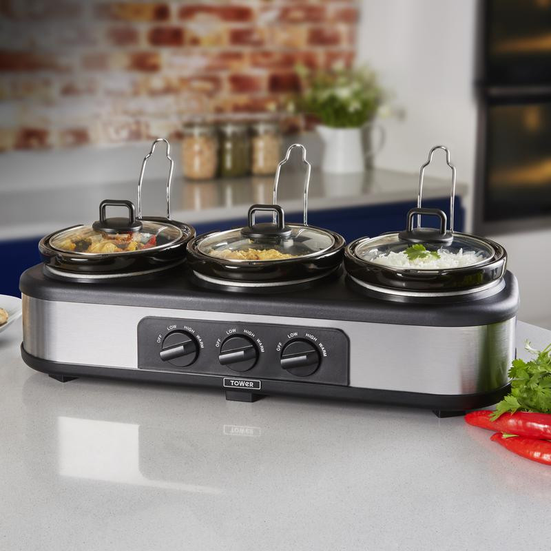Tower 3 x 1.5L Pot Slow Cooker - Mega Appliances