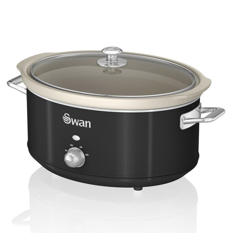 Swan 6.5L Slow Cooker Retro - Black - Mega Appliances