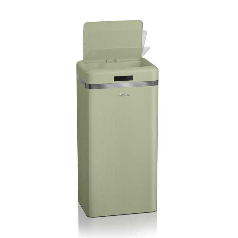 Swan Retro 45L Square Sensor Bin Green - Mega Appliances