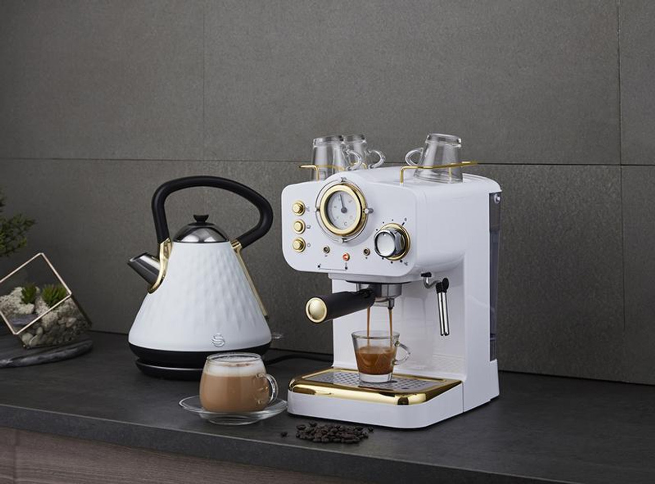 Swan Gatsby Pump Espresso Coffee Machine - White - Mega Appliances Swan Gatsby Pump Espresso Coffee Machine - White - Mega Appliances