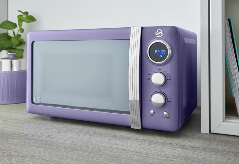 Swan 800W Retro Digital Microwave - Purple - Mega Appliances