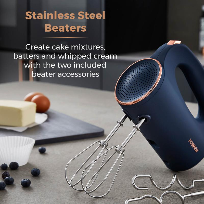 Tower Cavaletto 300W Hand Mixer Blue and Rose Gold - Mega Appliances