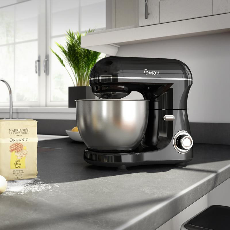 Swan 800W Retro Stand Mixer - Black - Mega Appliances