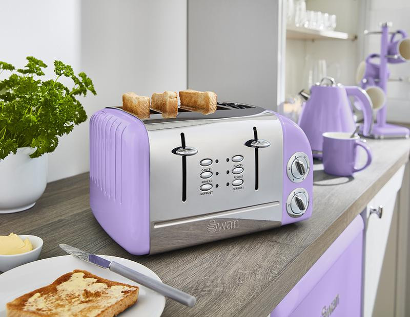 Swan 4 Slice Retro Toaster - Purple - Mega Appliances
