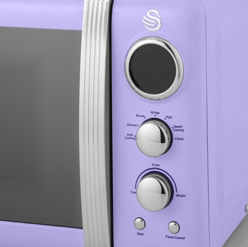 Swan 800W Retro Digital Microwave - Purple - Mega Appliances