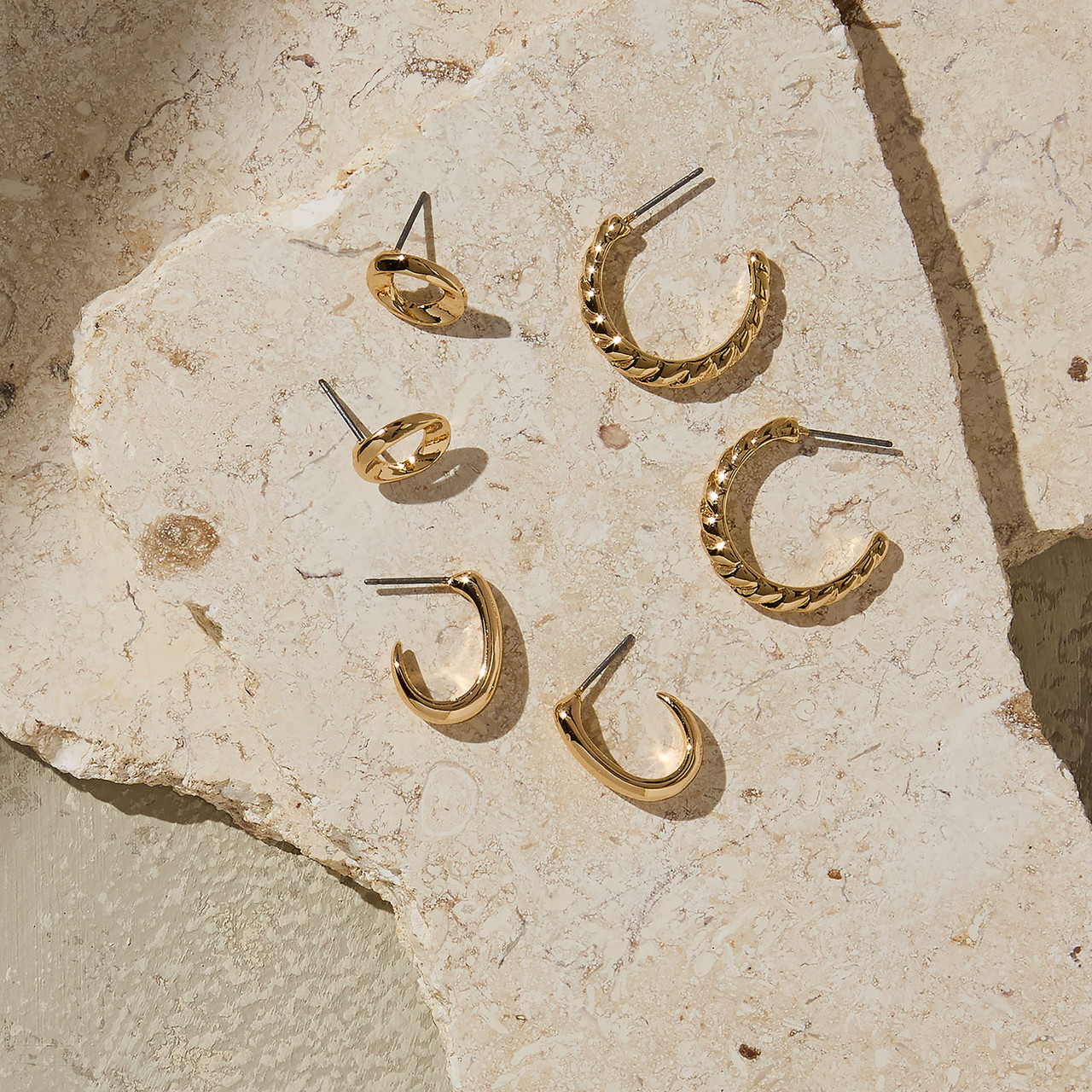 Women s 3 Pair Earring Set Gold Northern Reflections
