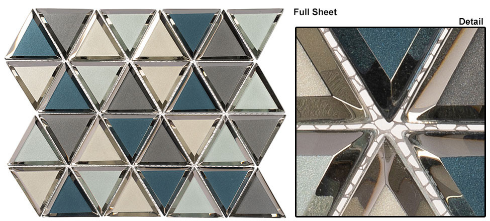Pinwheel - PWL 818 Carnival Spin - Triangle Beveled Glass Mosaic