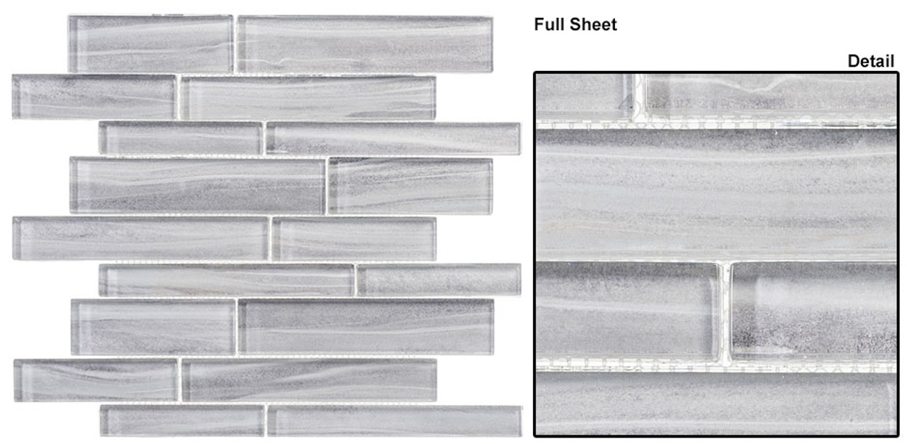 Mist - MSTS4281 Kelvin Mist - Random Linear Brick Glass Tile Mosaic