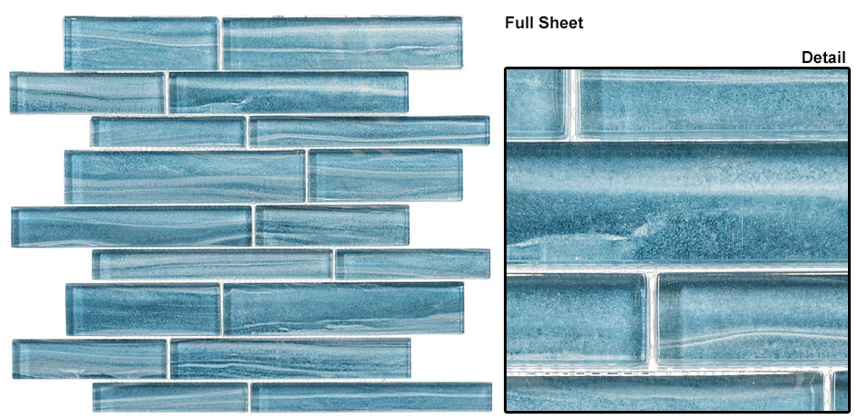 Mist - MSTS4283 Nautical Spray - Random Linear Brick Glass Tile Mosaic