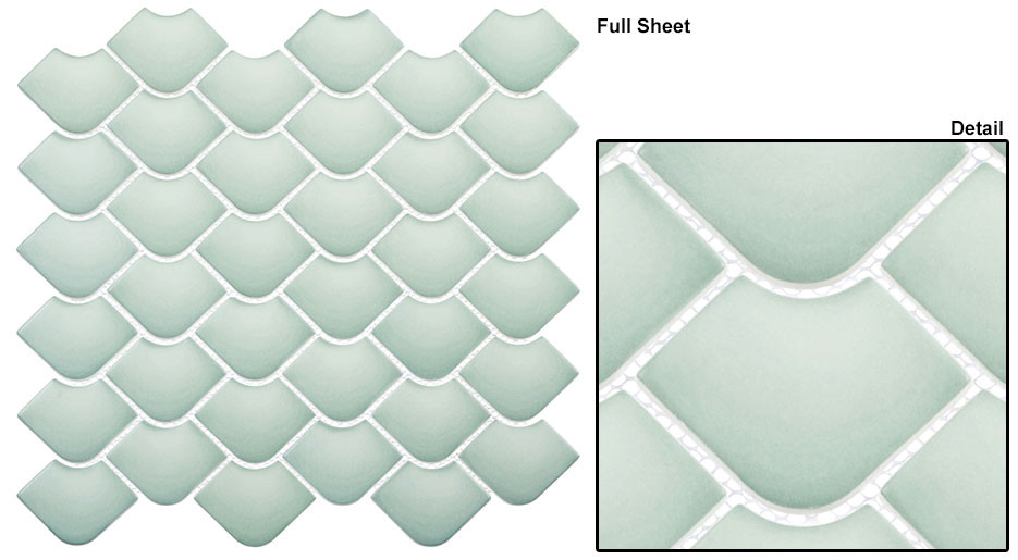 Mermaids - MID 6083 Esmerald Green - Fish Scale Glass Tile Mosaic
